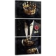 Amazon.com: ZXHYWYM African American Wall Art 3 Piece Black Man Pictures Gold Crown Paintings ...