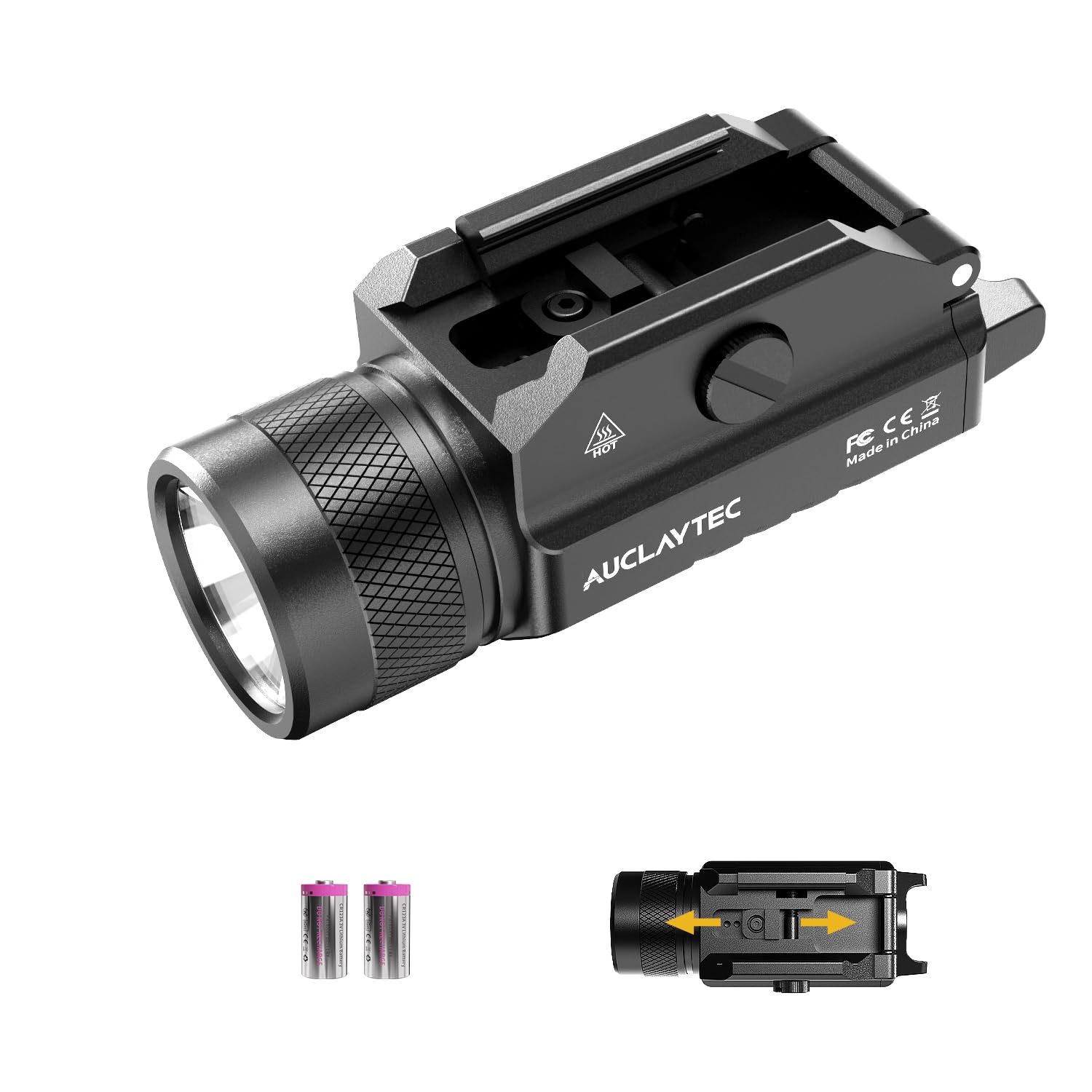 AUCLAYTEC 1200 Lumen Pistol Light Mounted Tactical Flashlight, Gun ...