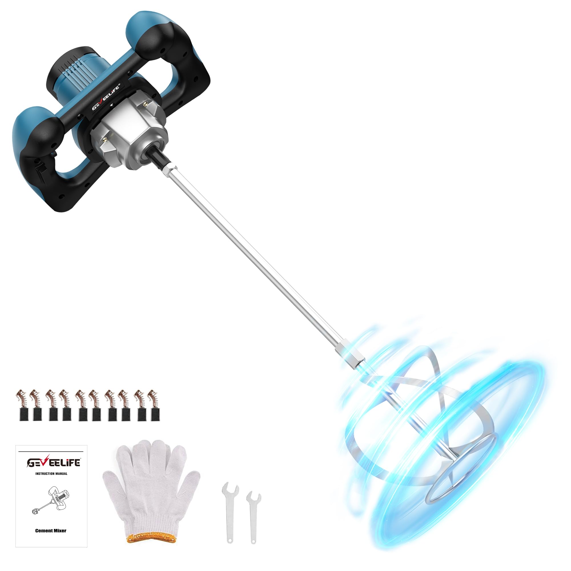 Geveelife Concrete Cement Electric Mixer Machine 2400W with 6 ...