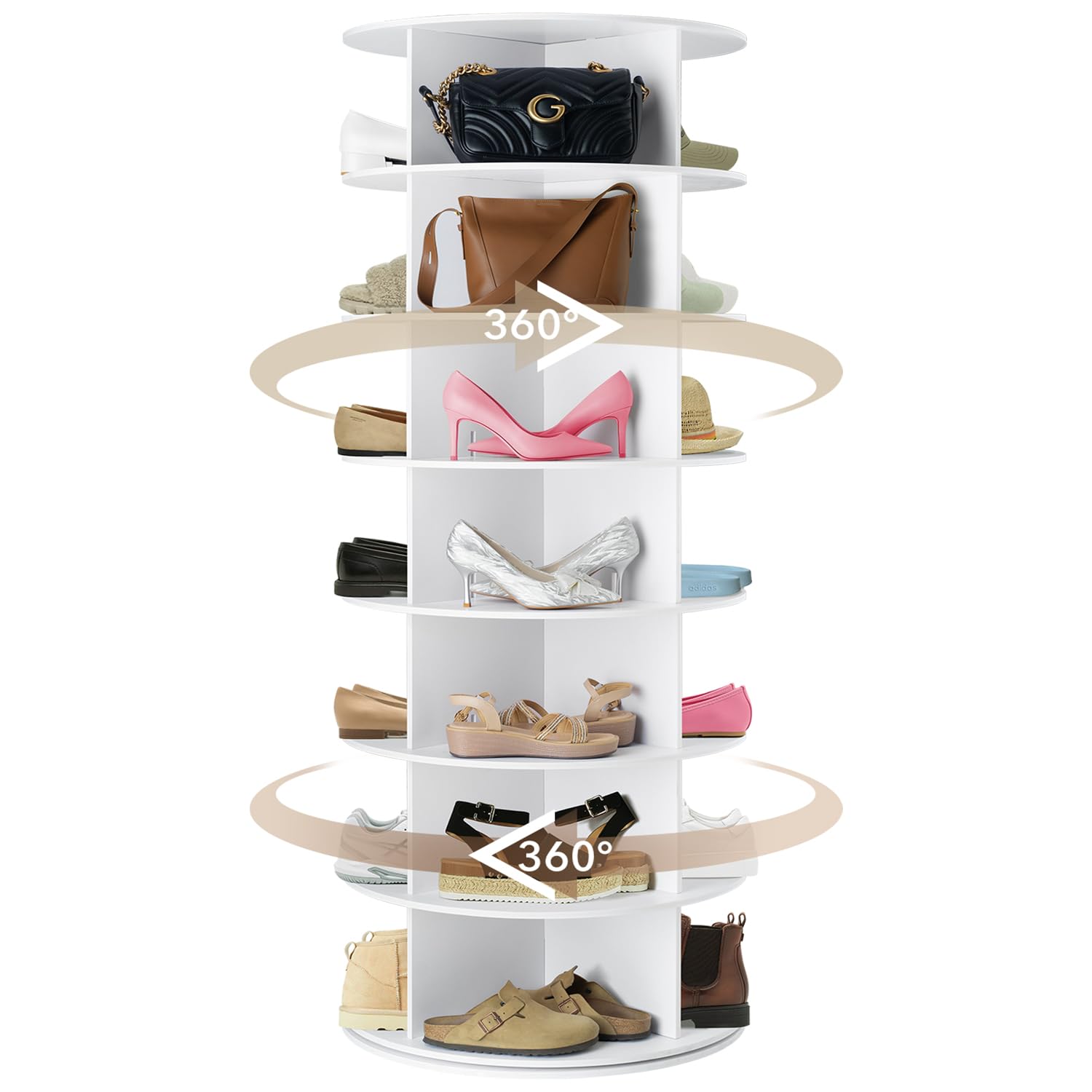 Rotating Shoe Rack Tower, 7-Tier Spinning Shoe Rack?360 Rotating Shelf ...