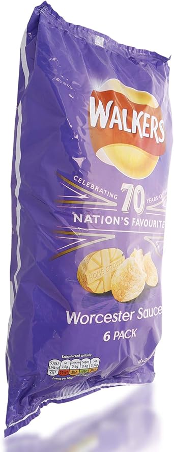 Walkers Worcester Sauce Crisps 6 Pack 150g: Amazon.co.uk: Grocery
