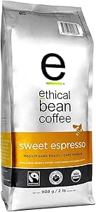 Ethical Bean Fair Trade Organic Coffee, Sweet Espresso Whole Bean ...