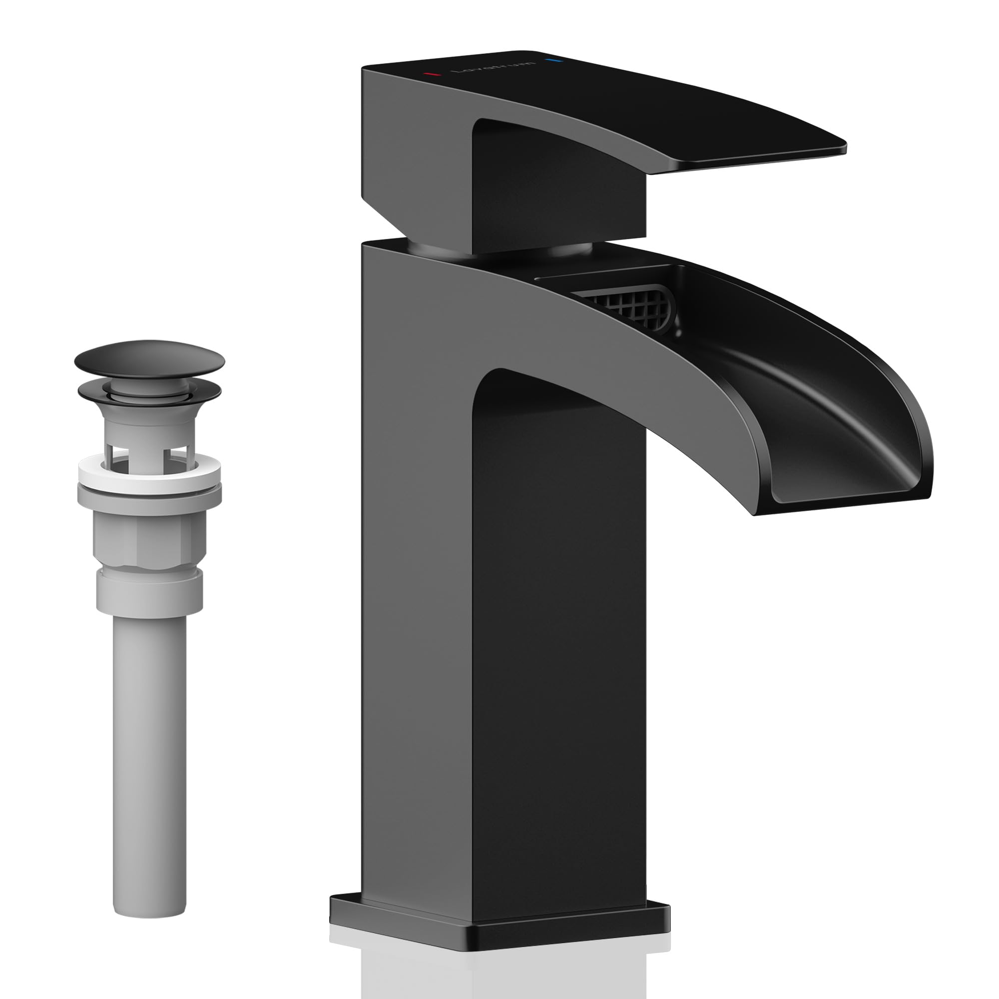 Lavatrum Black Bathroom Faucet Waterfall, Vanity Faucet for Sink 1 Hole ...