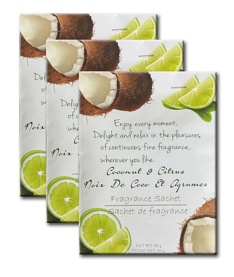 Coconut & Citrus Fragrance Sachet, 3 Pack, 30g per Pack, Long Lasting ...