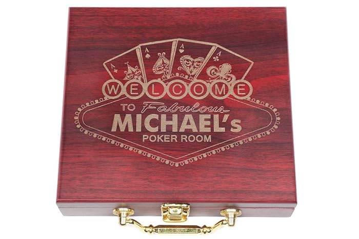 Amazon.com: Personalized Poker Gift Set, Custom Engraved Poker Game Box ...