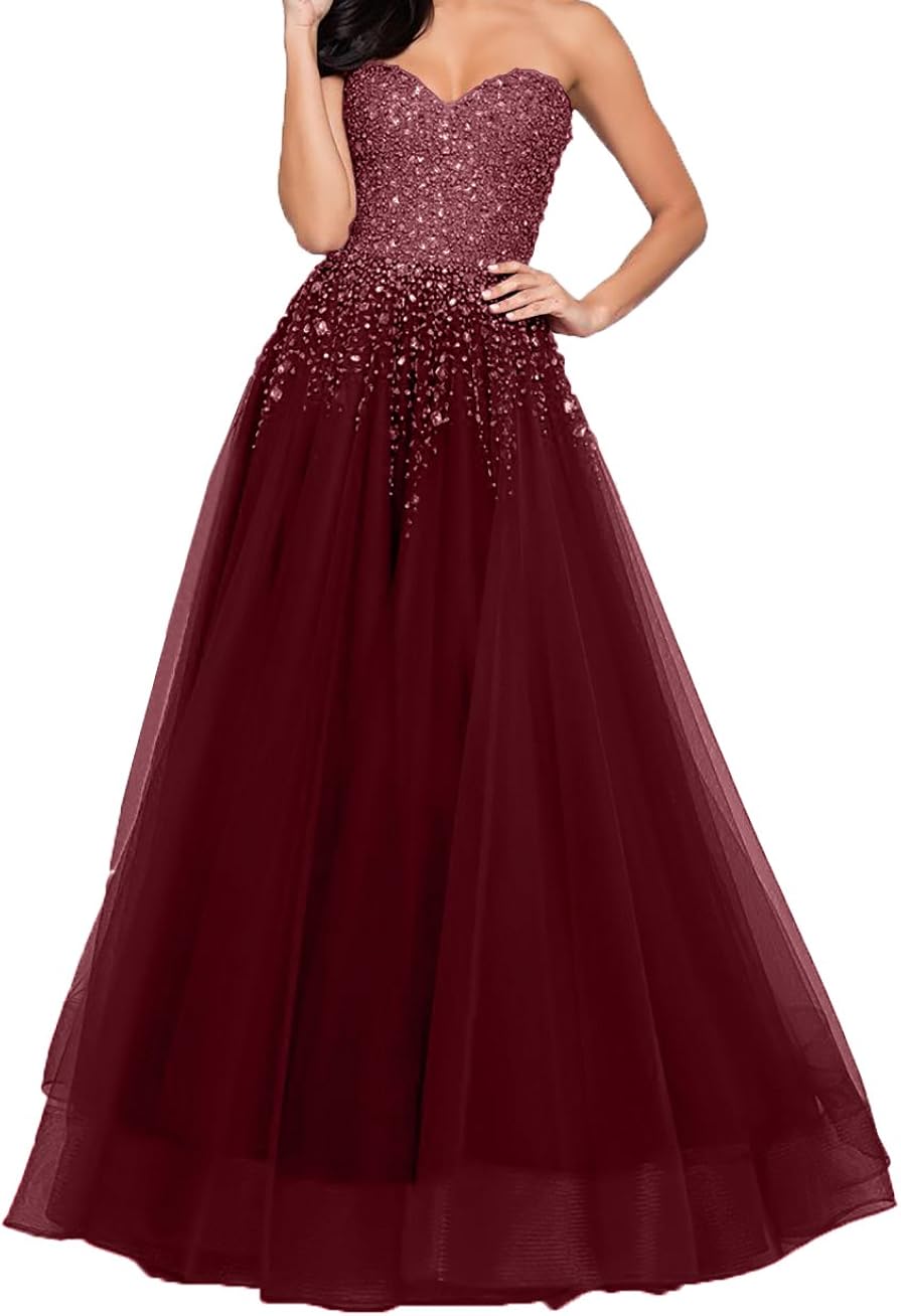 Charmant Damen Dunkel Rot Tuell Steine Abendkleider Ballkleider ...