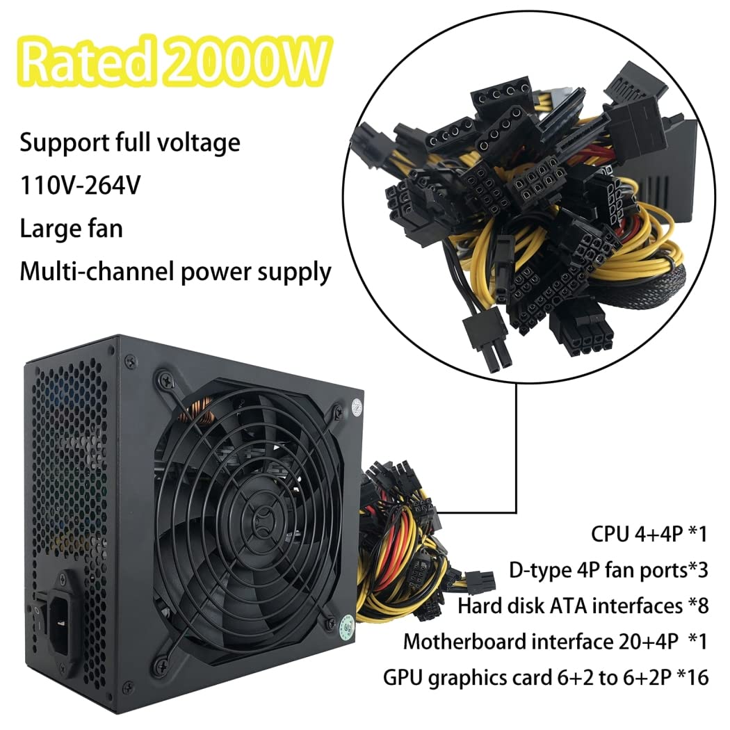 Mua 2000W Mining Power Supply, 8 GPU Miner PSU 110V-240V Multi-Channel ...