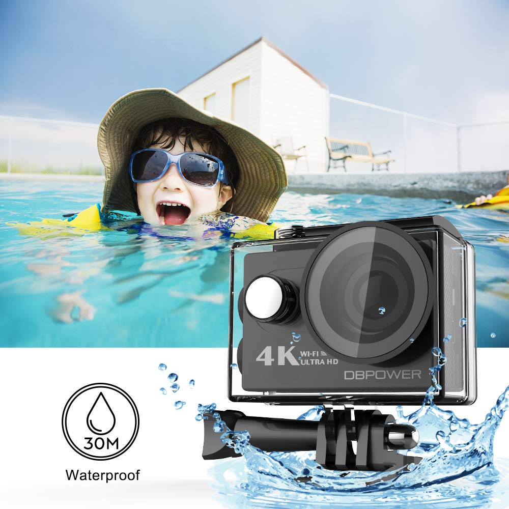 DBPOWER 4K Action Camera 12MP Ultra HD Waterproof Sports Cam with Built ...