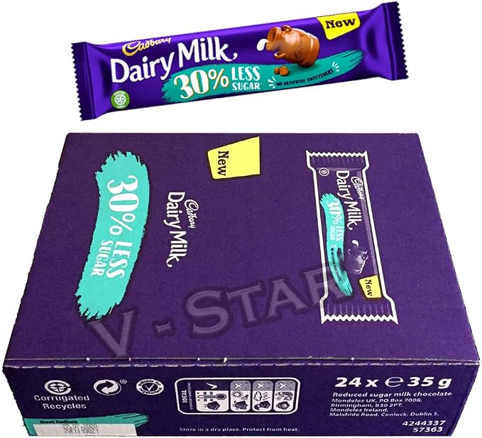 New CADBURY Dairy Milk 30% Less Sugar 24 x 35g Chocolate Bars Full Box ...