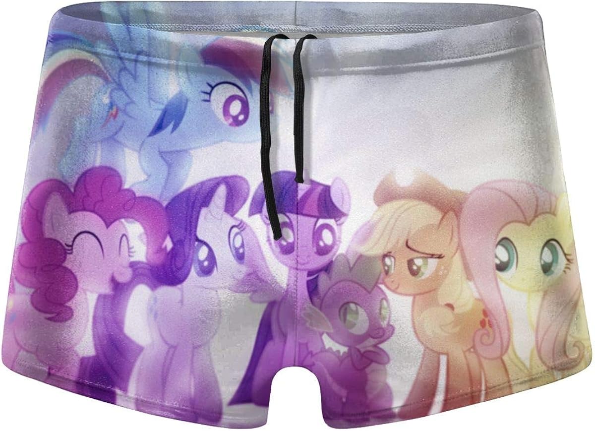 My Little Rainbow Pony Men's Swim Trunks Boxer Swim Briefs Quick Dry ...