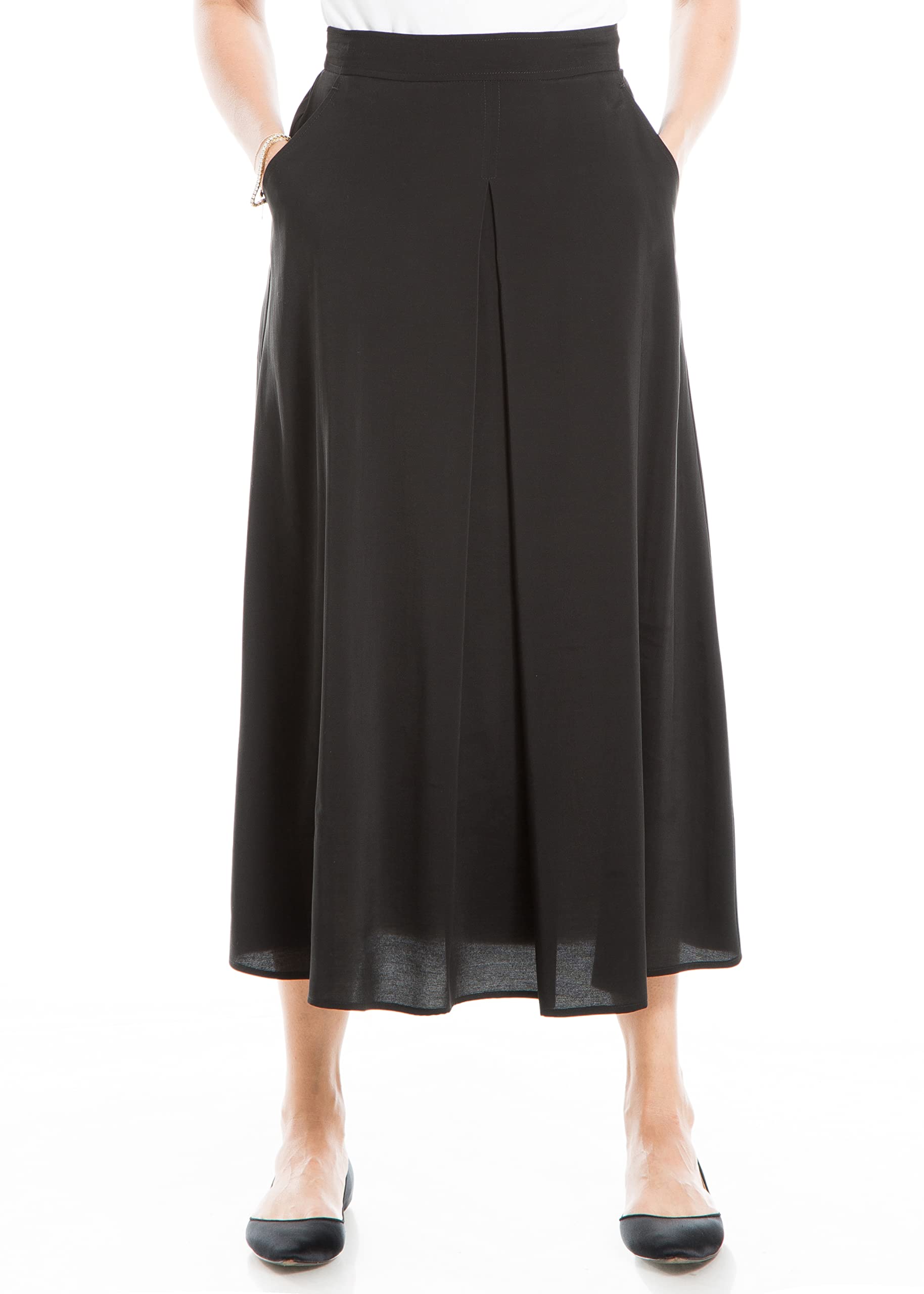 Max Studio Women's Maxi Skirt with Pockets and Front Inverted Pleat ...