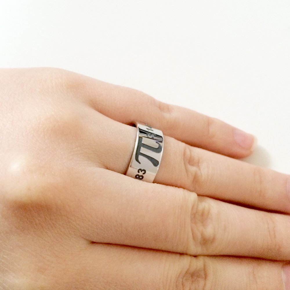 Amazon.com: Pi silver ring, pi symbol ring, Pi Ring, Mathematic Symbol ...