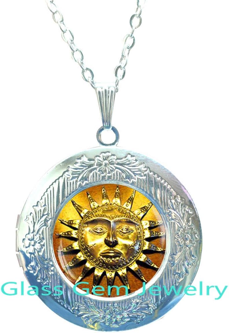 Amazon.com: Sun Locket Pendant, Antique Style Sun Medieval Locket ...