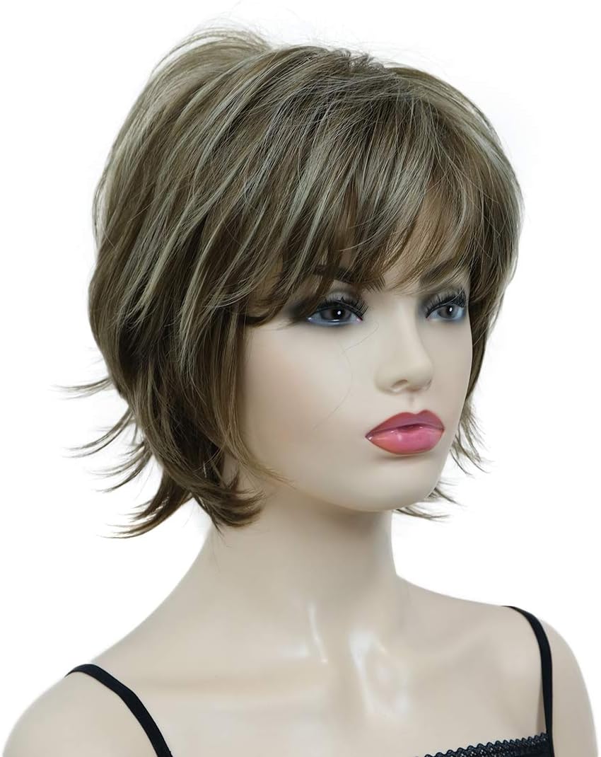 Lydell Short Layered Shaggy Full Synthetic Wig Wigs 12TT26 Brown ...