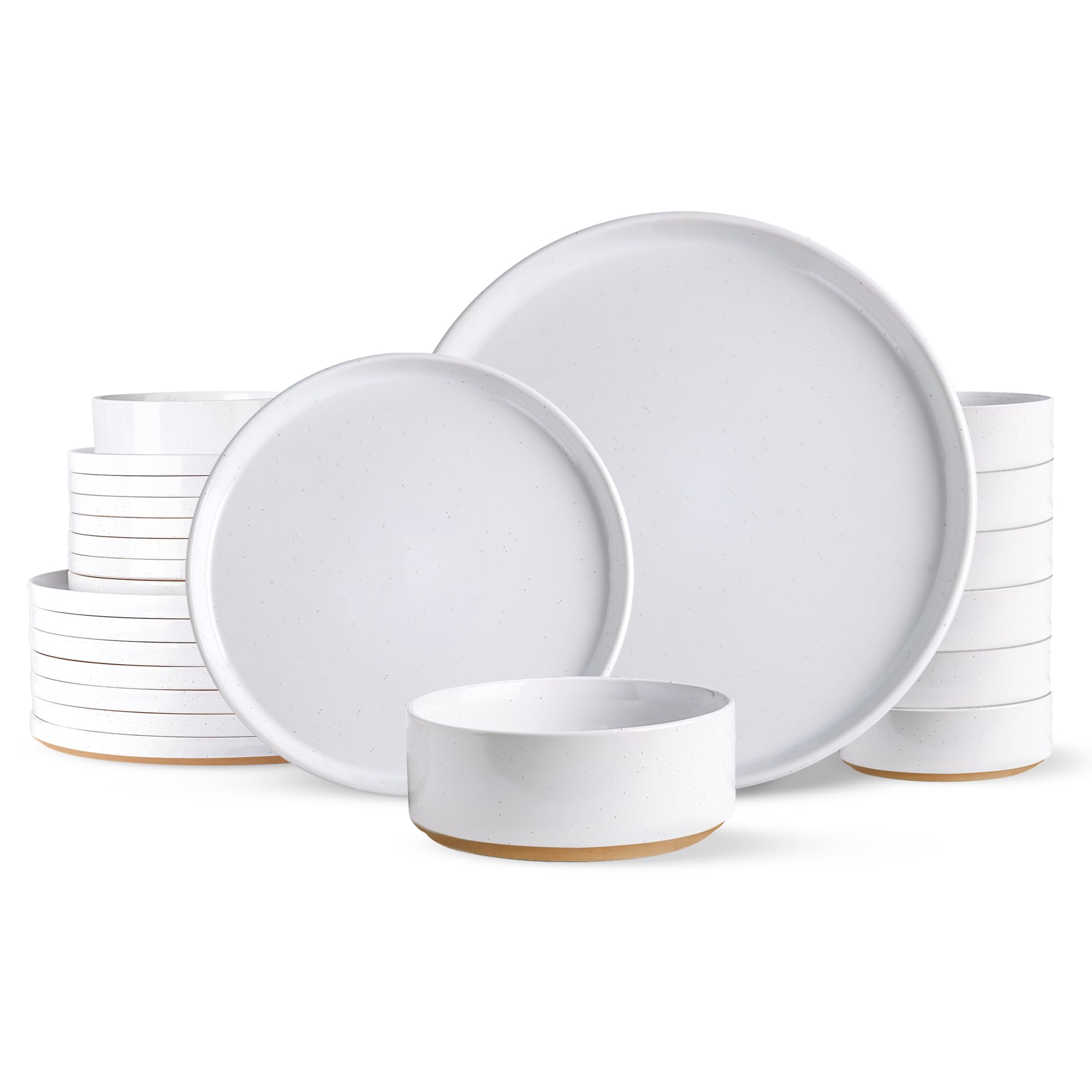 AmorArc Ceramic Dinnerware Set for 8 | Speckled Stoneware Plates and ...