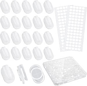 Amazon.com : 120 Pcs Adhesive Plastic Sticky Clips Clear Clips Reusable ...