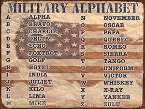 Amazon.com: Military Alphabet, 9 x 12 Inch Metal Sign with the American ...