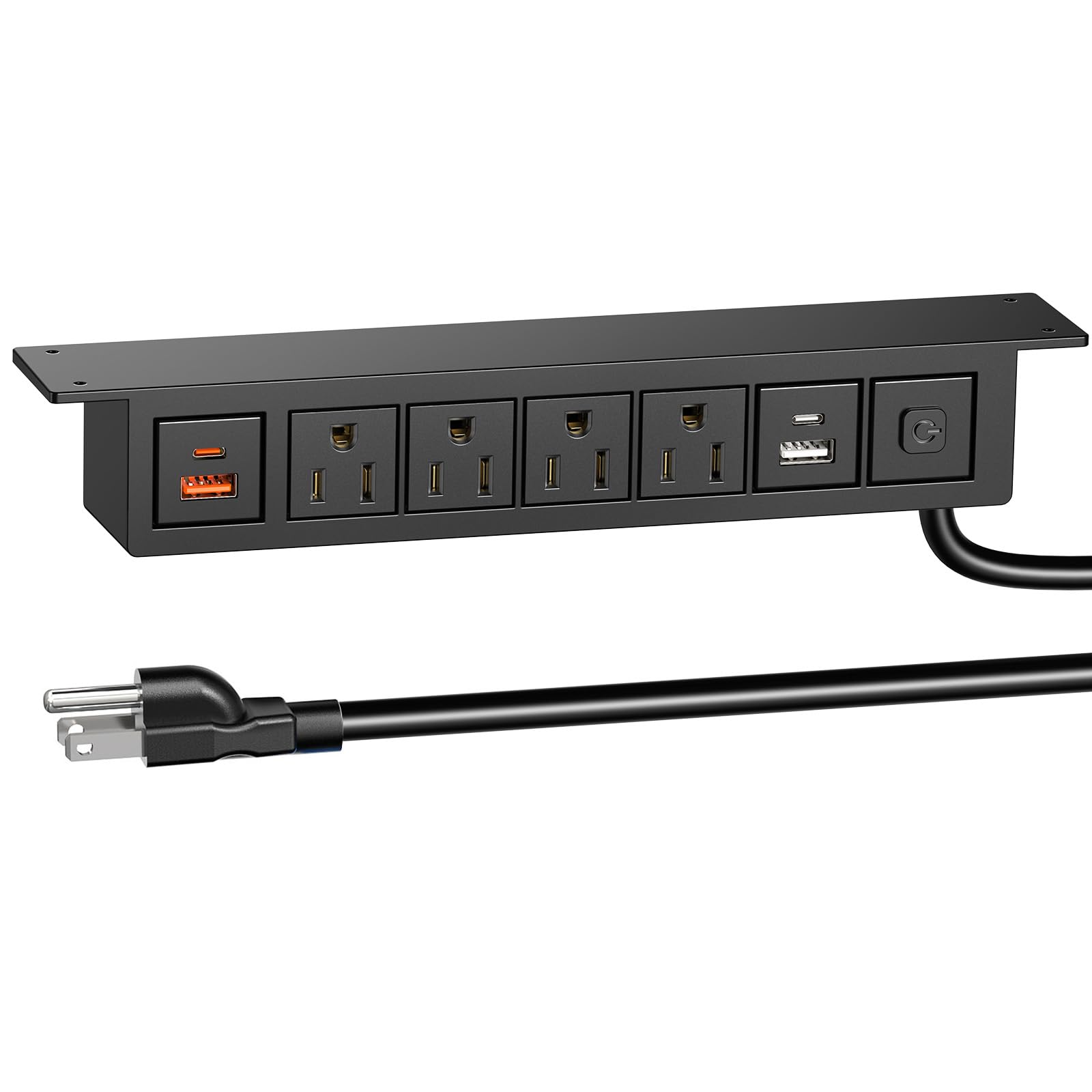 Under Desk Power Strip with 20W USB C, QBA 8-in-1 Desk Outlet Station ...