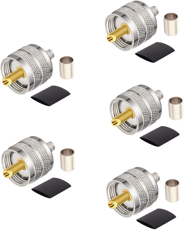 Amazon.com: MOOKEERF PL-259 UHF Male Plug Crimp Coax Connector Adapter for RG58 LMR195 RG400 ...