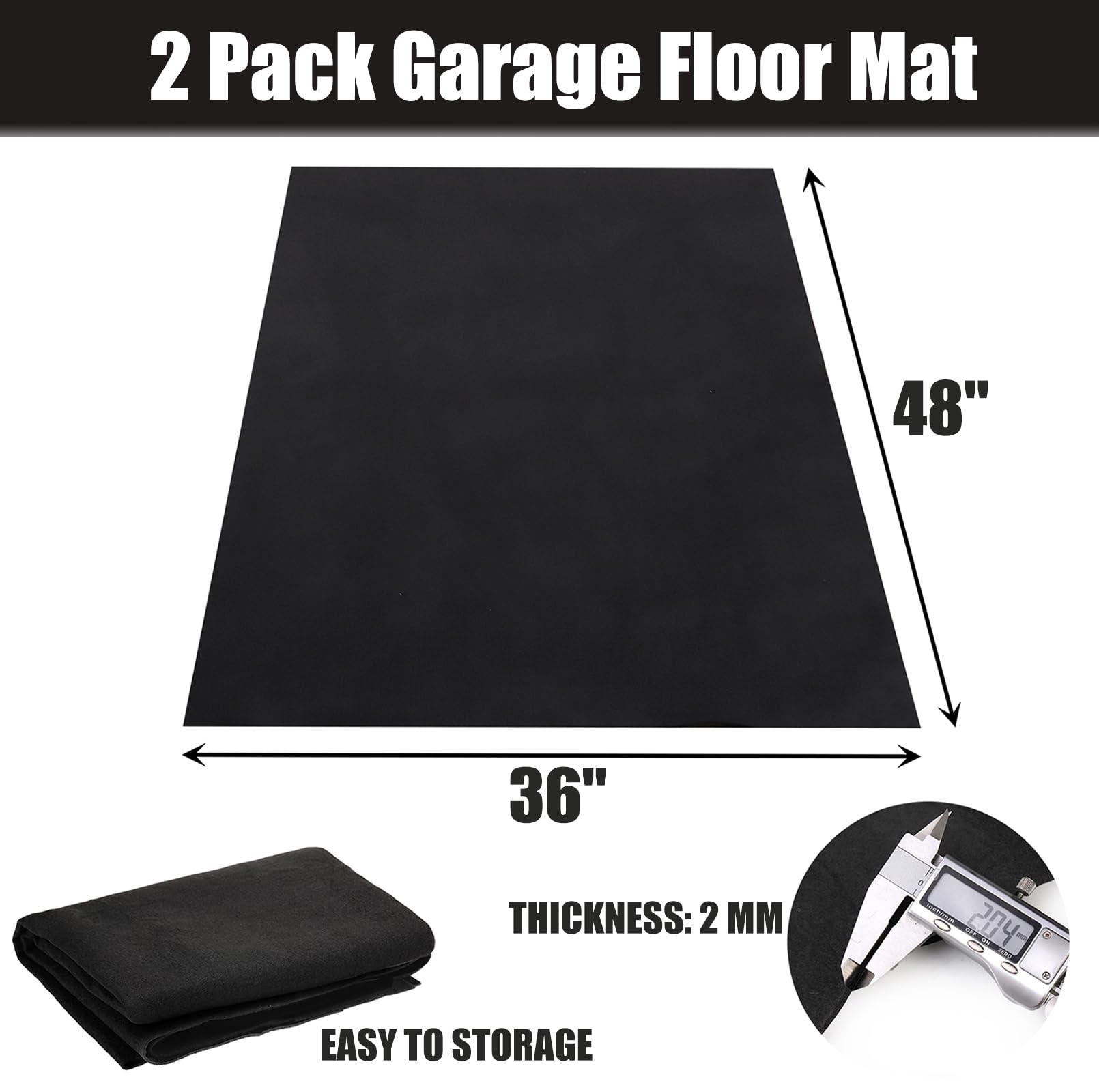 Yesland Garage Floor Mat (2 Pack), 48 X 36 Inch Oil Spill Protector, Waterproof Rubber Backing ...