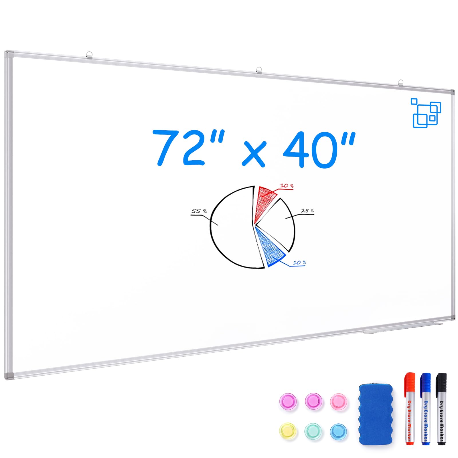 Dry Erase Board 72 x 48 Inch, Large White Board for Wall, Maxtek ...