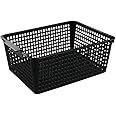 Amazon.com: Begale Large Plastic Storage Bins Basket Organizer, Black ...