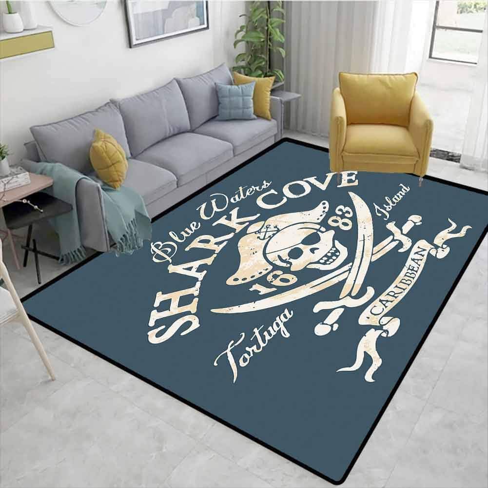 Bigdatastore Pirate Queen Size Contemporary Area Rug Large, Shark Cove ...
