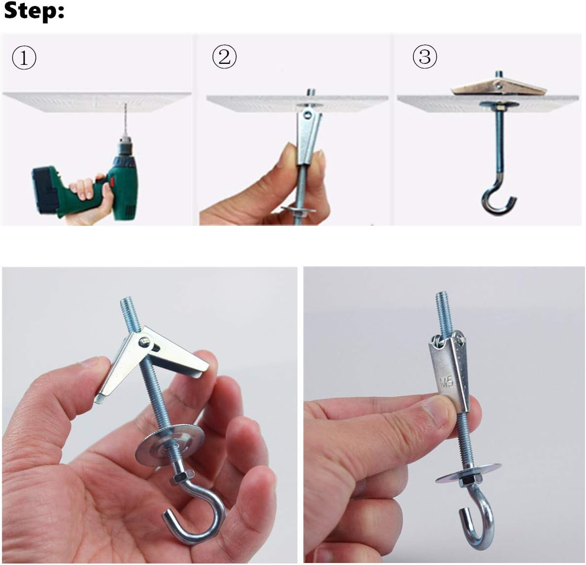 12 Pcs Ceiling Hooks Carbon Steel Plasterboard Ceiling Wall Spring ...