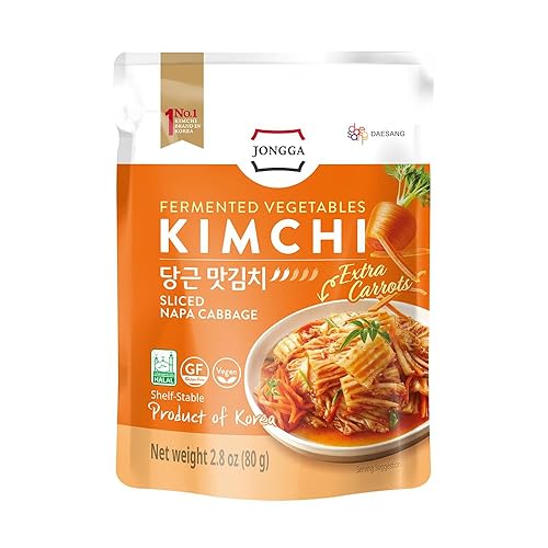 JONGGA Mild Napa Cabbage Kimchi with Extra Carrot (Pack of 8), Shelf ...