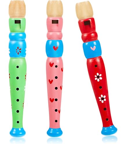 Flute Instrument 7-Piece Wooden Recorder Set - Colorful Piccolo Flutes ...