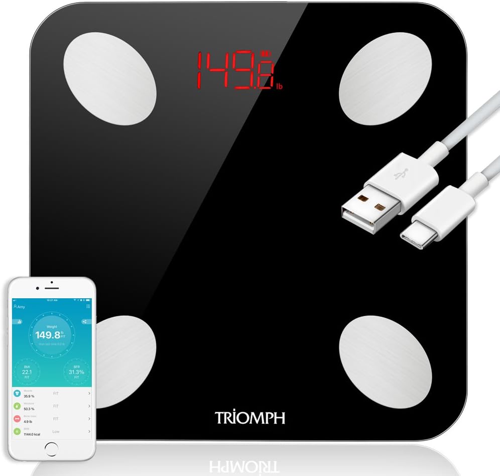 Amazon.com: Triomph Rechargeable Smart Bluetooth Scale, USB Charging ...