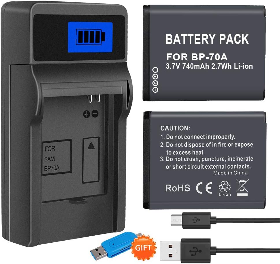 Amazon.com: PALO 2-Pack of BP-70A, BP70A Batteries and Battery Charger ...