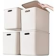 Amazon.com - GUMEIGODA Plastic Storage Bins with lids-4Packs Baskets ...