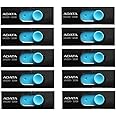 PSA Kit de 10 Piezas Memoria USB ADATA UV220, 32 GB, Retráctil, Color Negro/Azul (Modelo AUV220 ...
