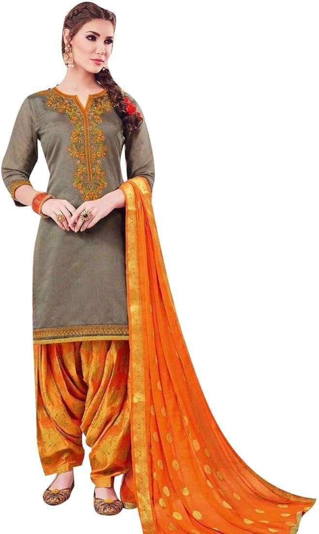 Salwar Kameez Silk Embroidered Patiala Pants with Brocade Dupatta ...