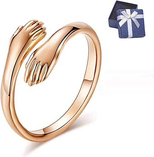 YZSM Sterling Silver Hug Ring, Hugging Hands Open Ring Adjustable Give ...