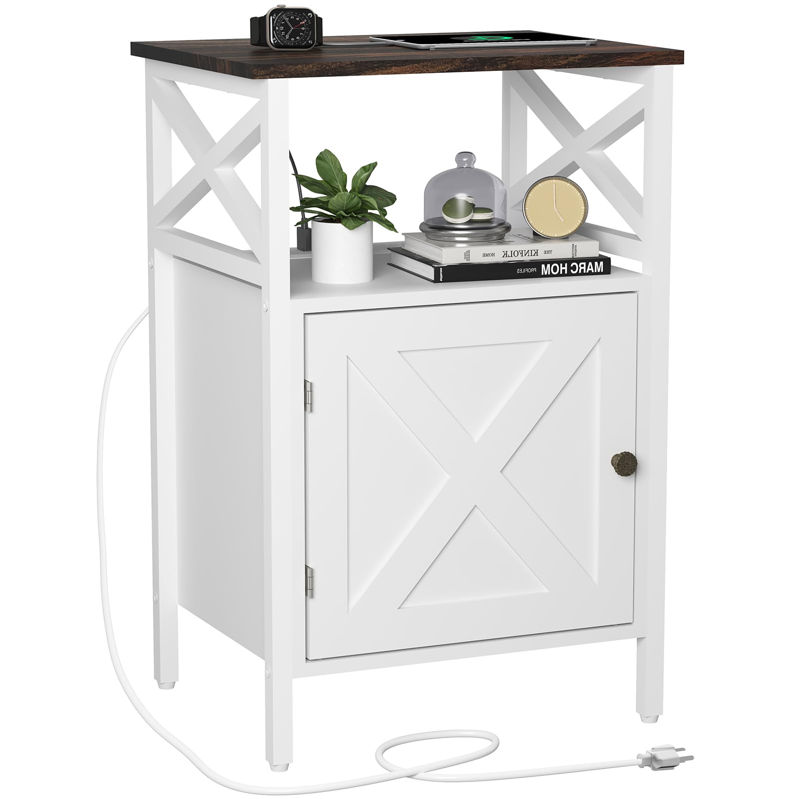 FFBCFDK End Table with Charging Station, Side Table with Power Outlet ...