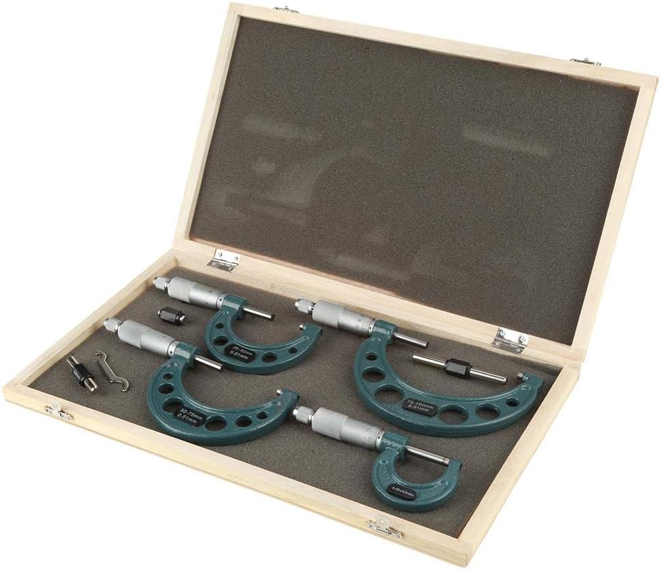 4pcs 0-100mm Metric Outside Micrometers Thickness Gauge Measuring ...