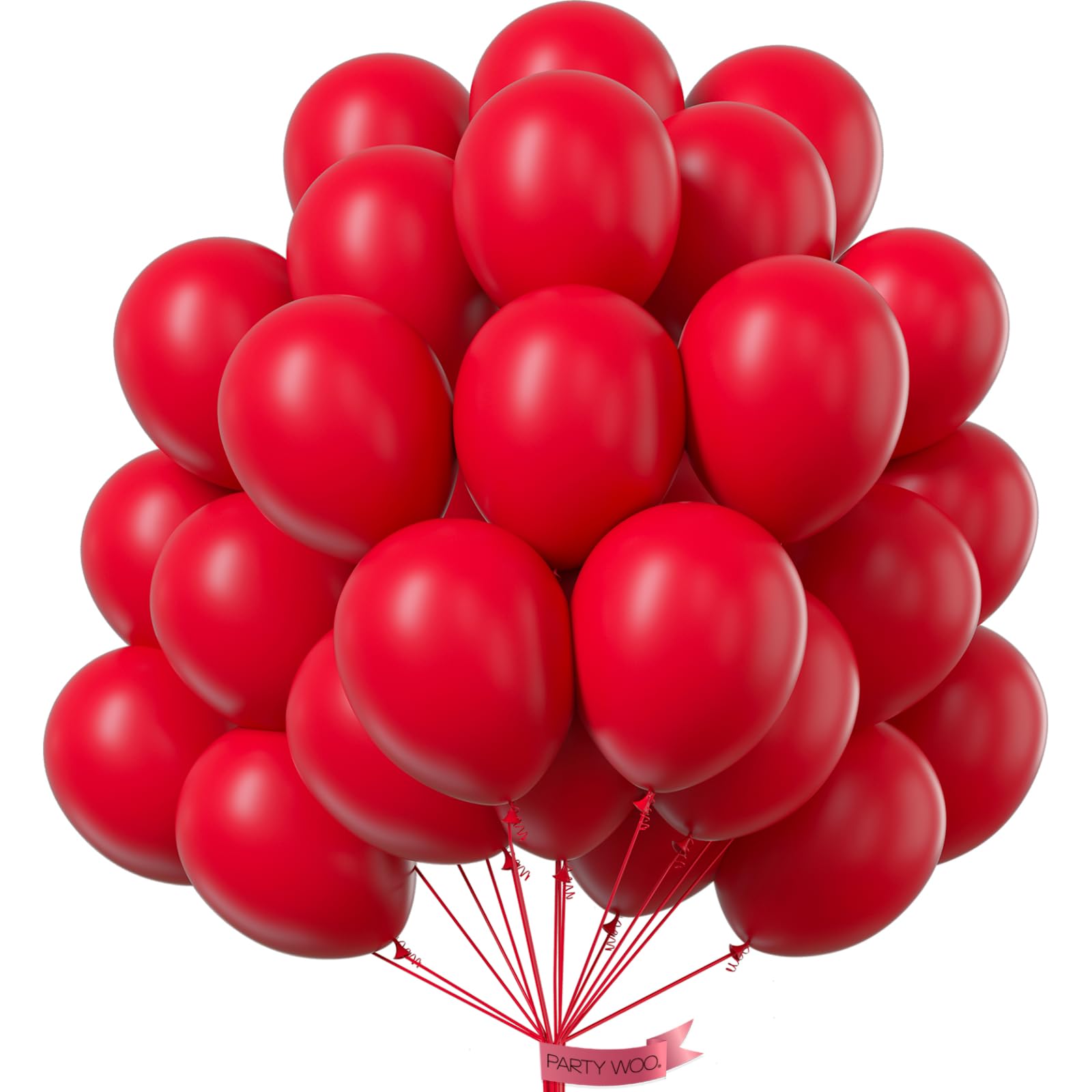 PartyWoo Red Balloons 51 pcs 12 Inch Matte Red Latex Helium Balloons ...