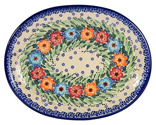 Traditional Polish Pottery, Handcrafted Oval Banquet Serving Platter ...