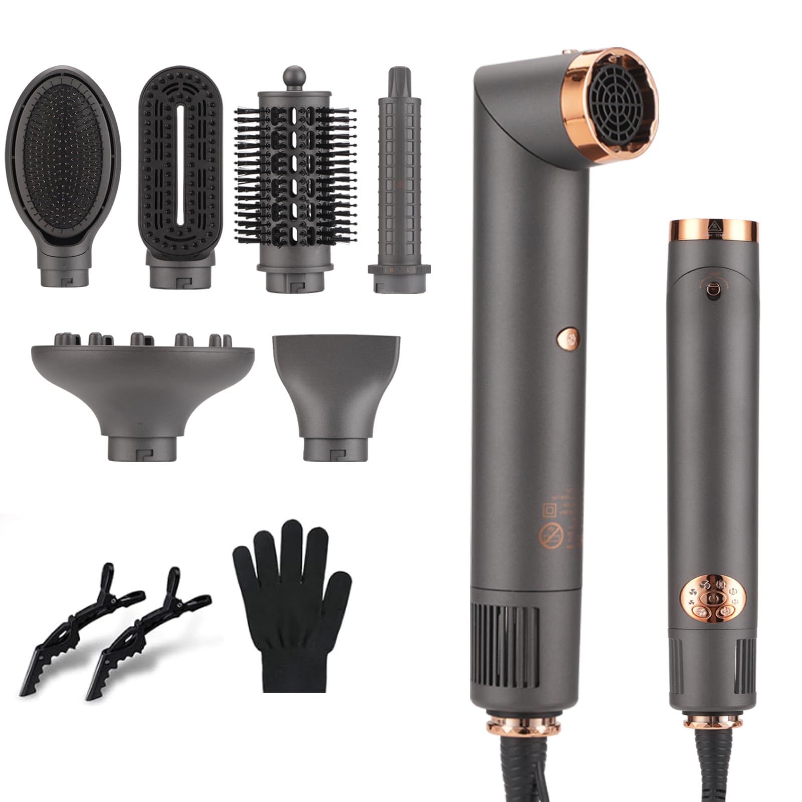 BESTBOMG Hair Dryer Brush,Detachable 6 in 1 Air Styling & Drying System, Professional Hot Air ...