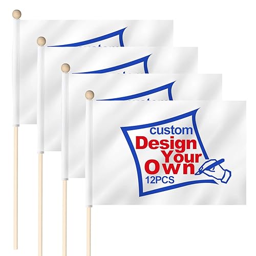 Anley Custom Miniature Stick Flag 4X6 IN with Wooden Pole - Print Your ...