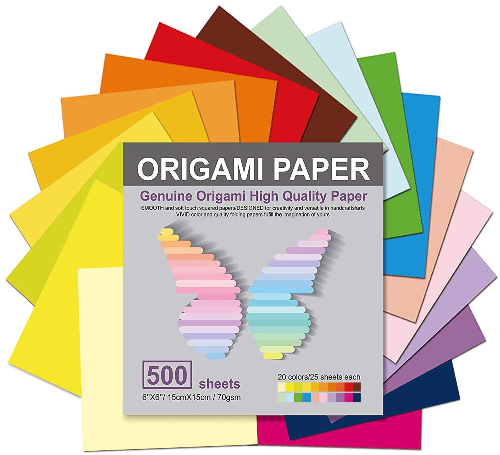 Mua Origami Paper 500 Sheets, 20 Vivid Colors, Double Sided Colors Make ...