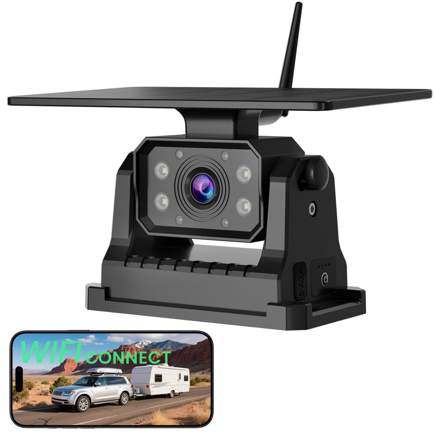FEISIKE WiFi Solar Backup Camera for Trucks, Wireless Rear View Camera ...
