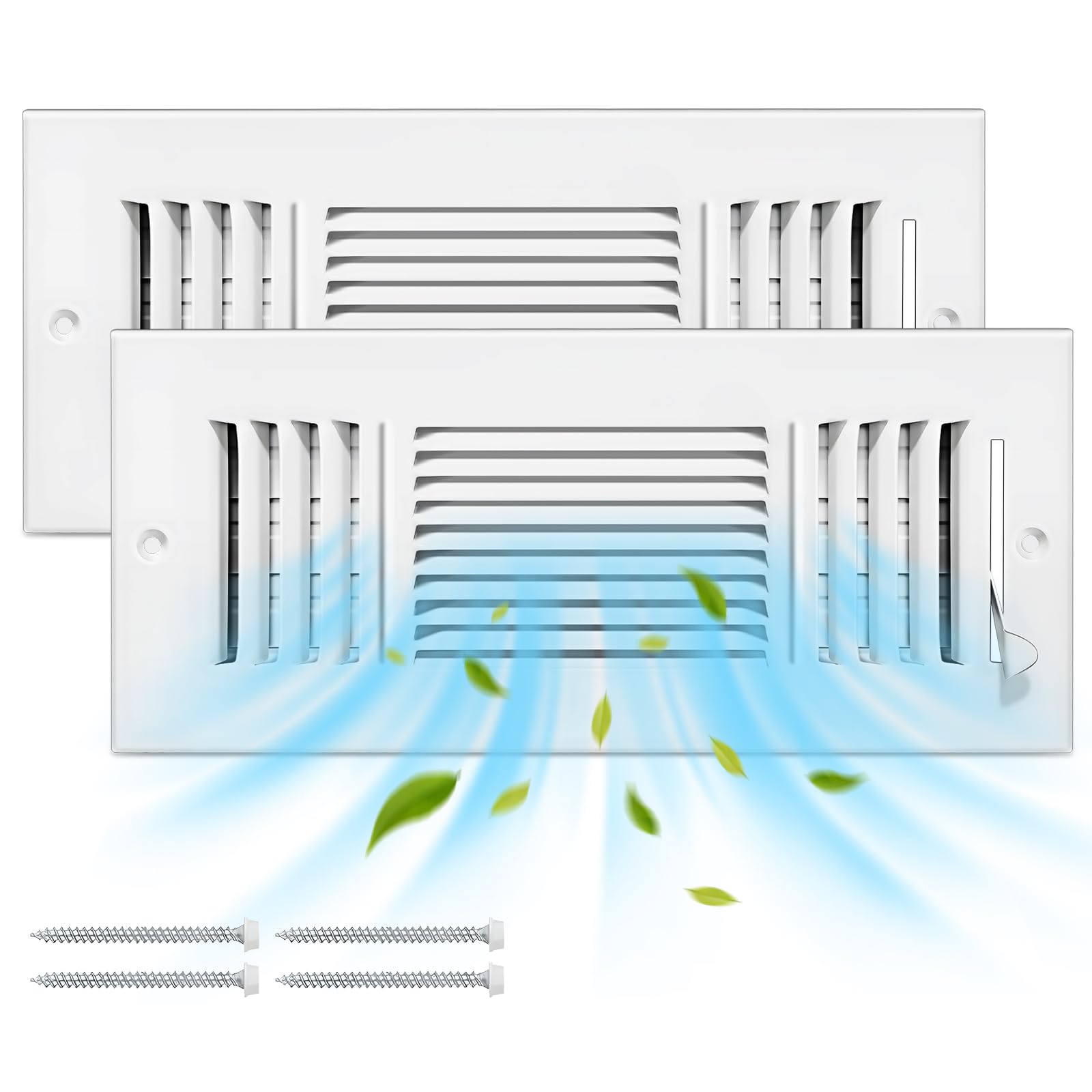 2 Pcs 12x8 Inch Ceiling Vent Register for Home, White 3 Way Sidewall ...