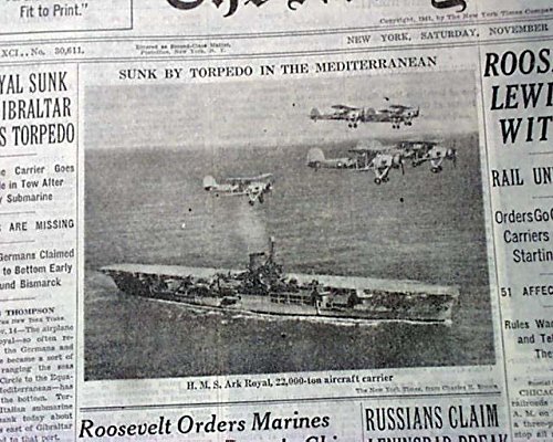 History: November 14, 1941: HMS Ark Royal Sunk, Submarine Warfare in ...