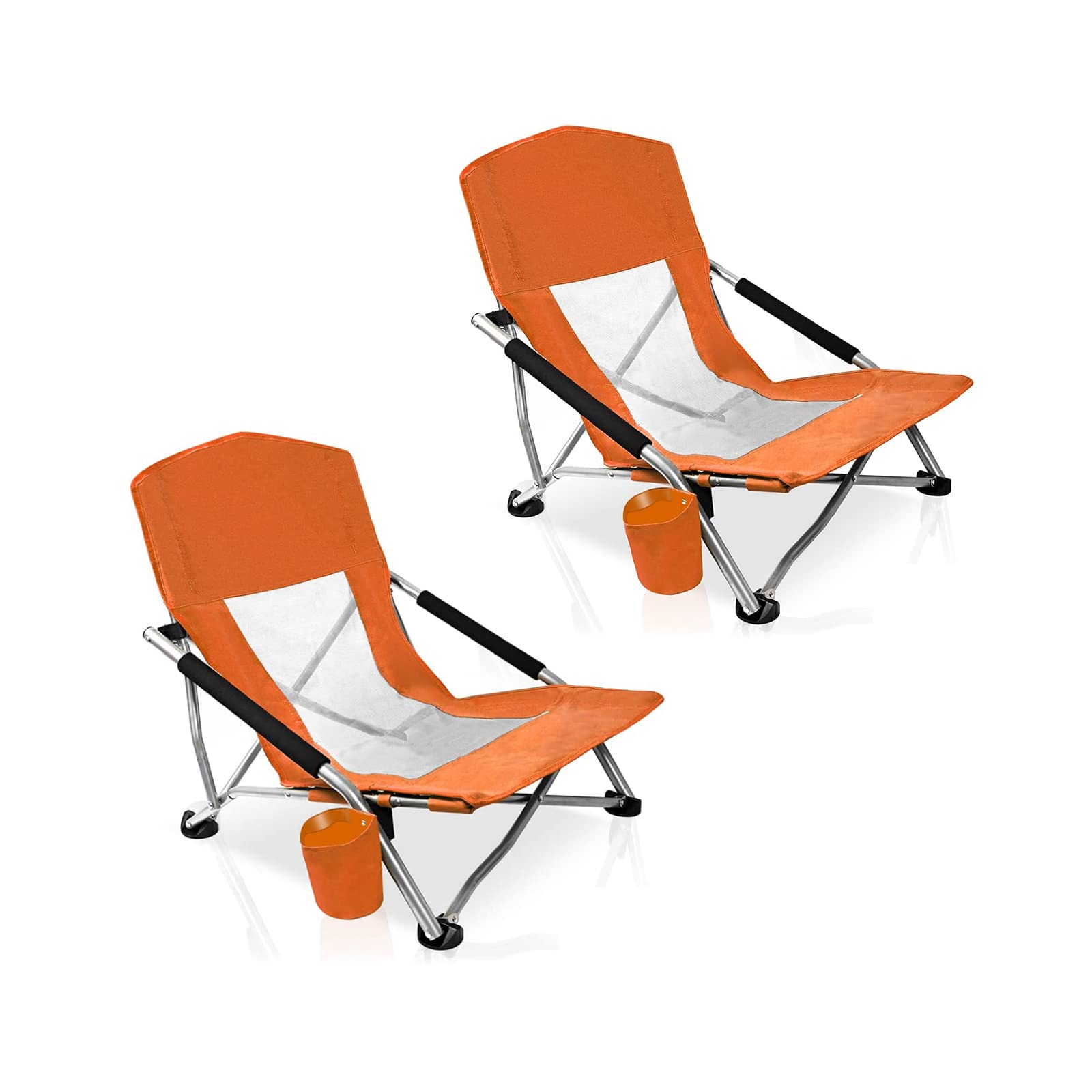 YDY+YQY Portable Beach Chair Set of 2,Backpack Folding Chair with Cup ...