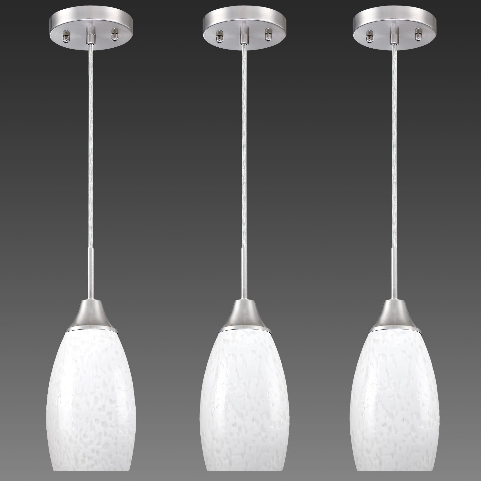 Mua Mini Glass Pendant Lights 3-Pack with Handblown Milk Creamy Art ...