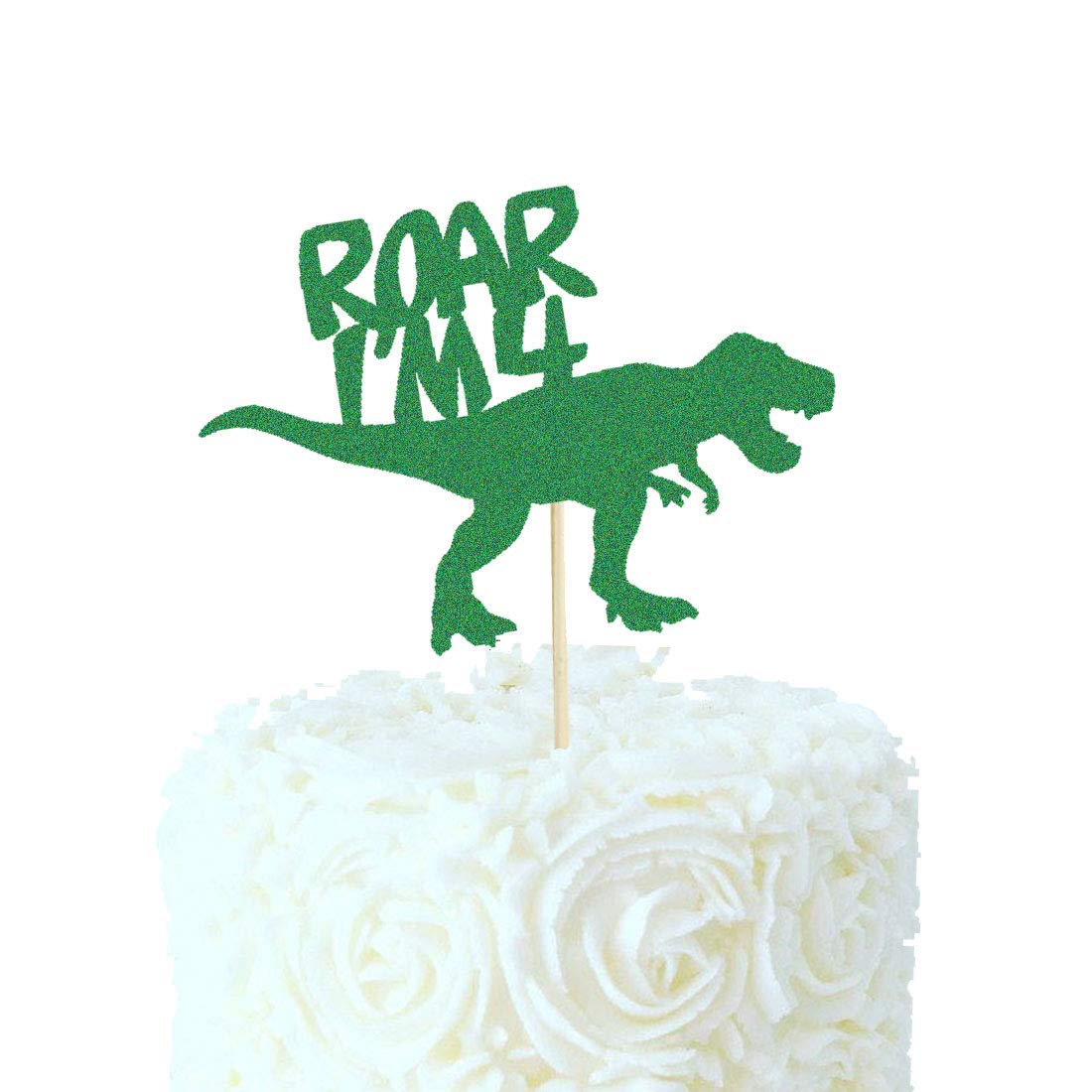 Heeton Roar Im 4 Cake Topper Dinosaur Four Birthday Jurassic Park T-Rex ...