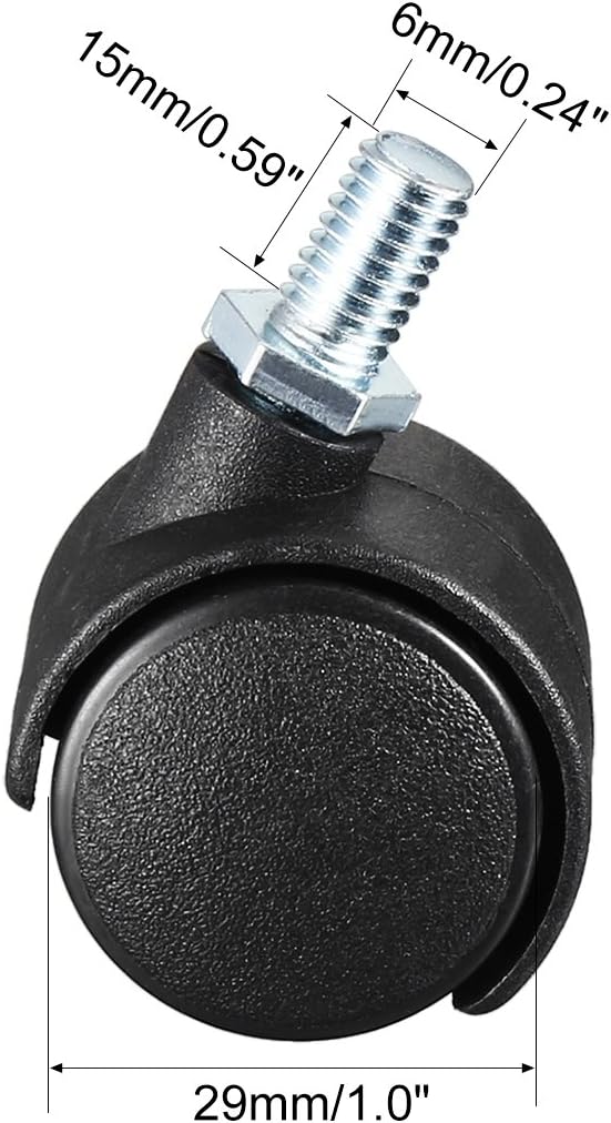 uxcell 20 Pcs 1.15 Inch Swivel Caster Wheels Nylon 360 Degree Threaded ...